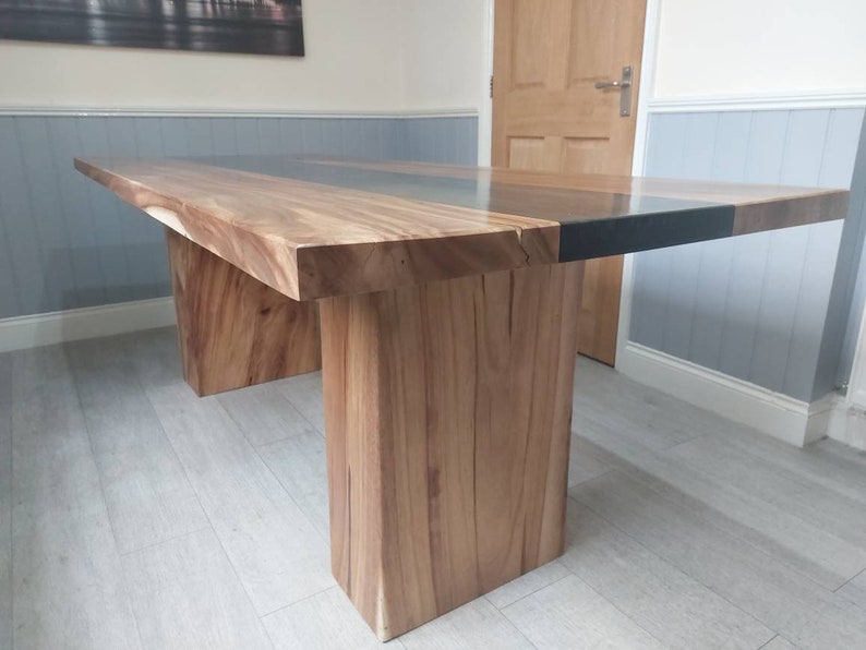 Live Edge Marble Effect River Table Made From Central American Walnut ...