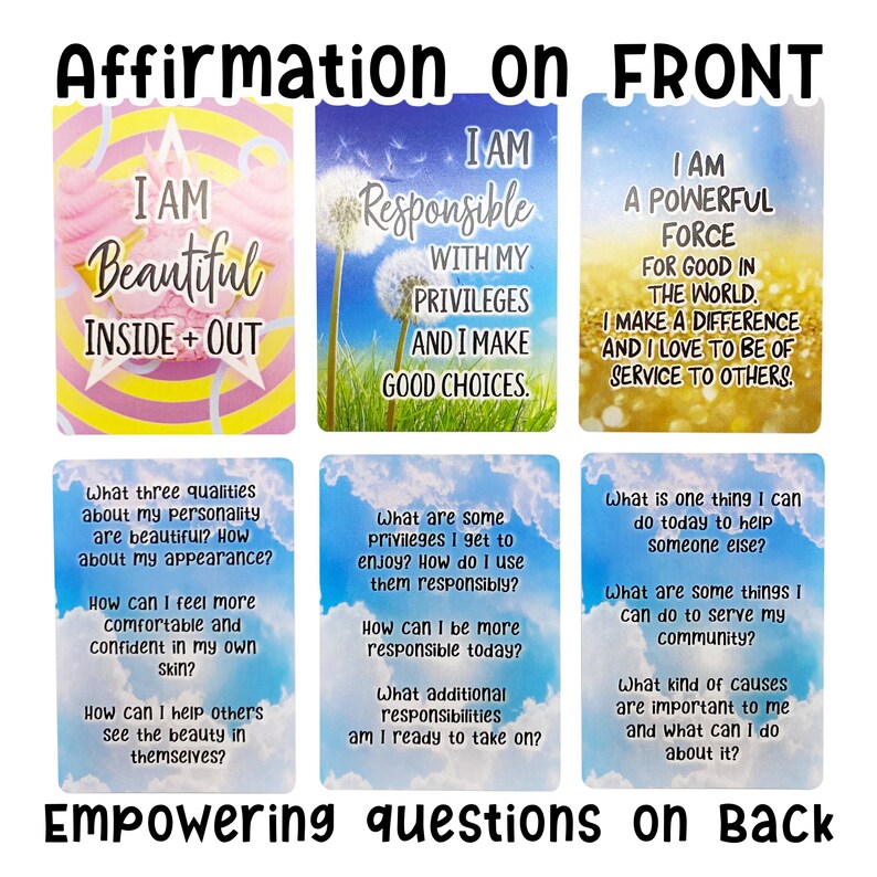 Positive Affirmation Cards for Kids + Teens (54 Cards) - Encourage ...