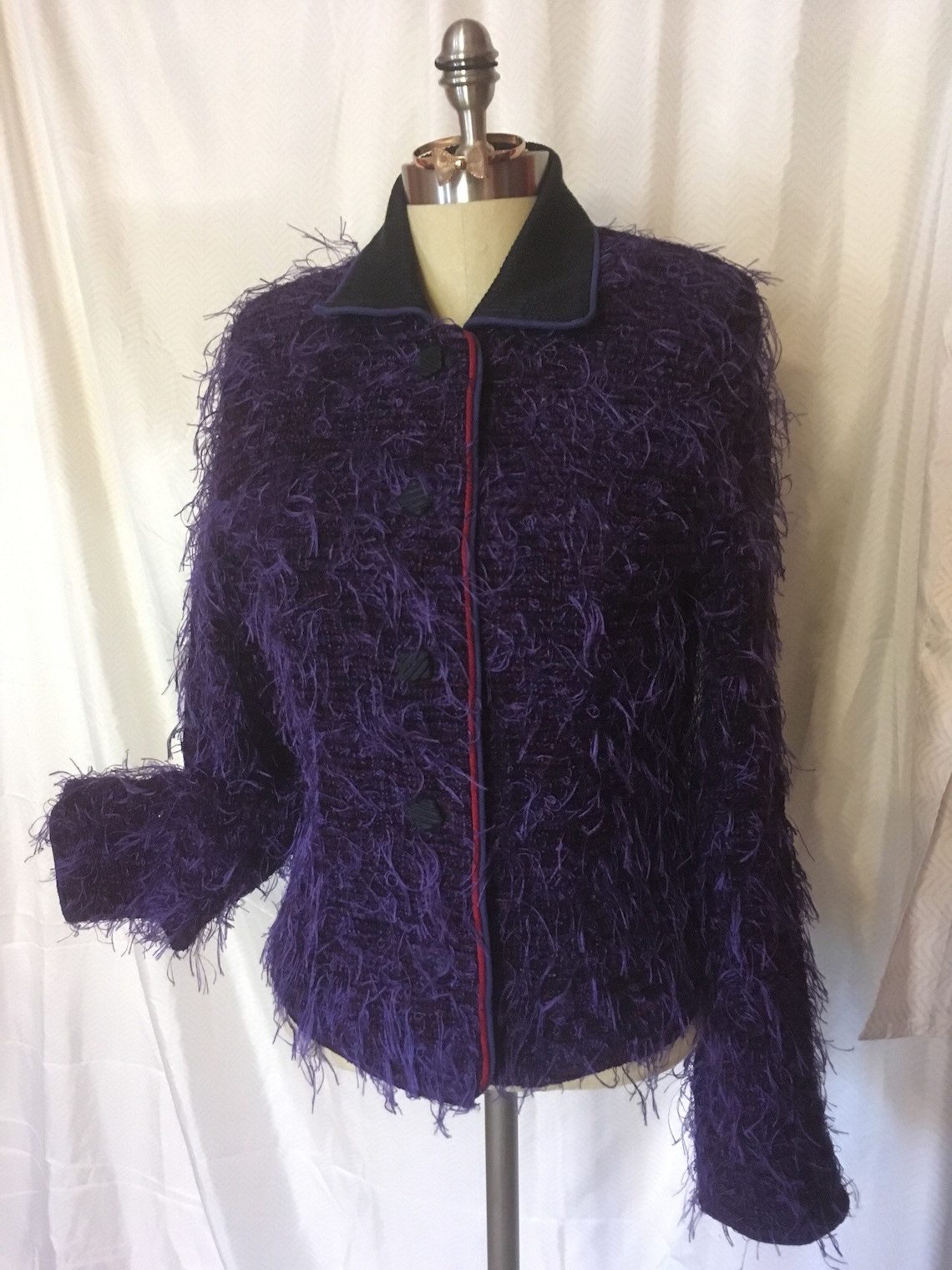 Unique Purple fuzzy Jacket With Mauve Piping and - Etsy