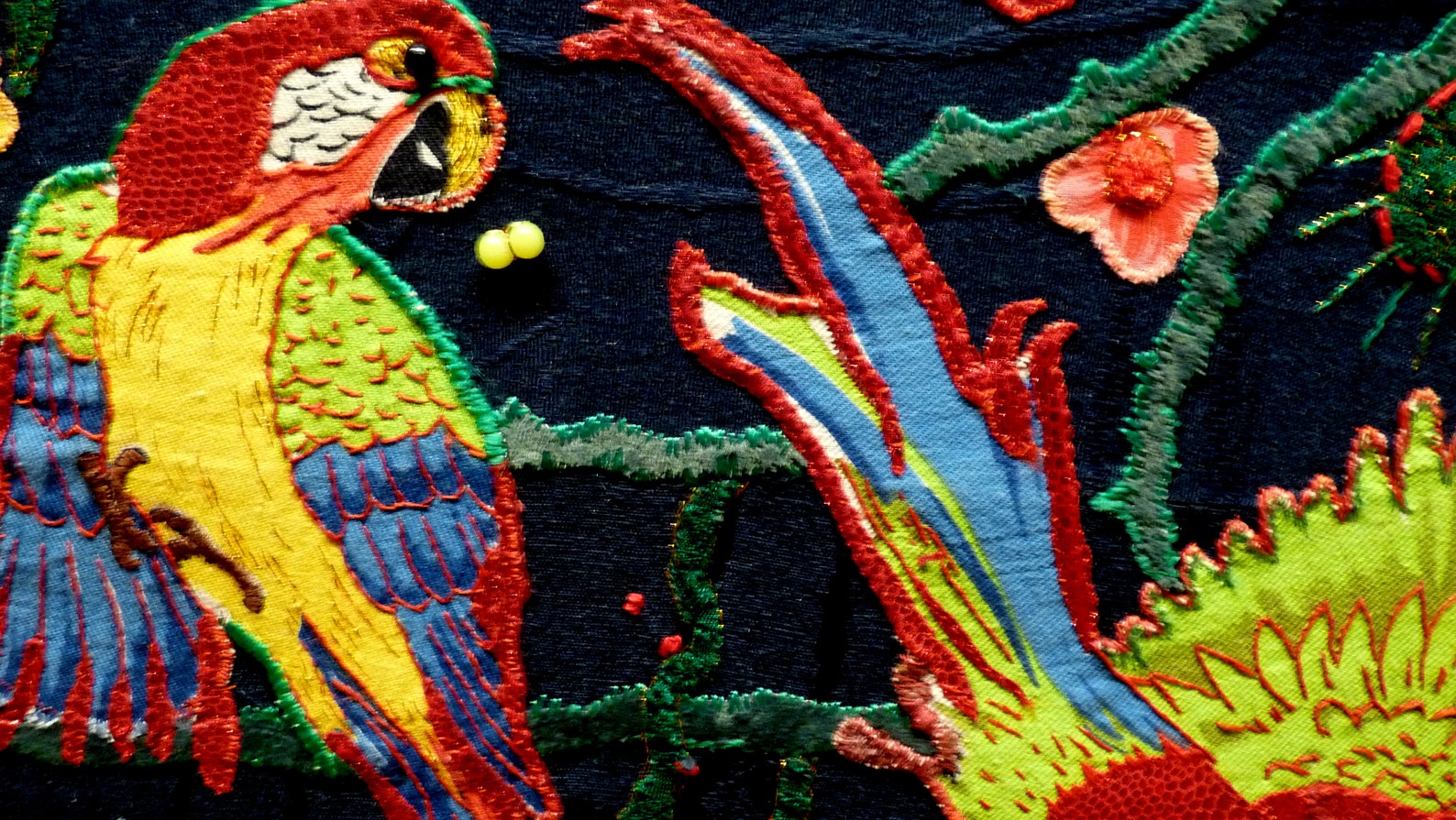 Parrot, Birds/ Cross Stitch Finished/ Patchwork / Applique/ Handmade ...