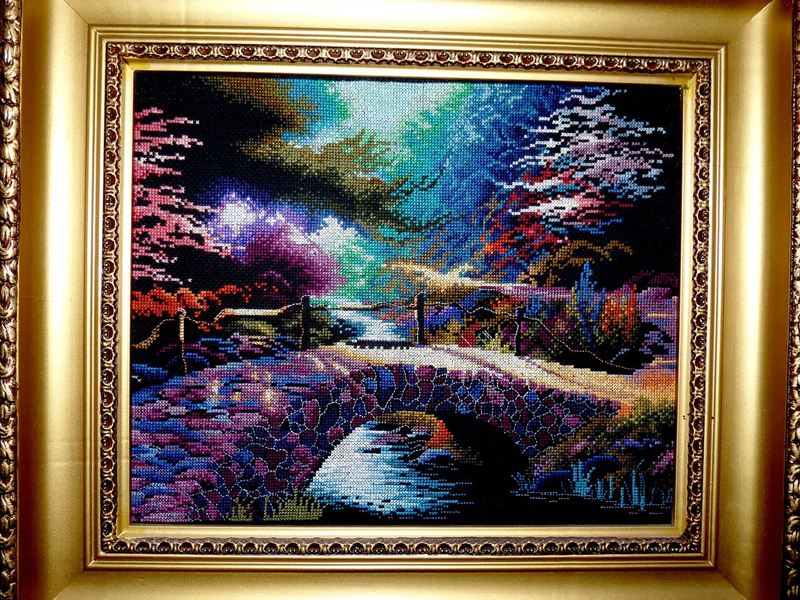Finished Complete Cross Stitch/ Stone Bridge/ Cross Stitch Finished ...