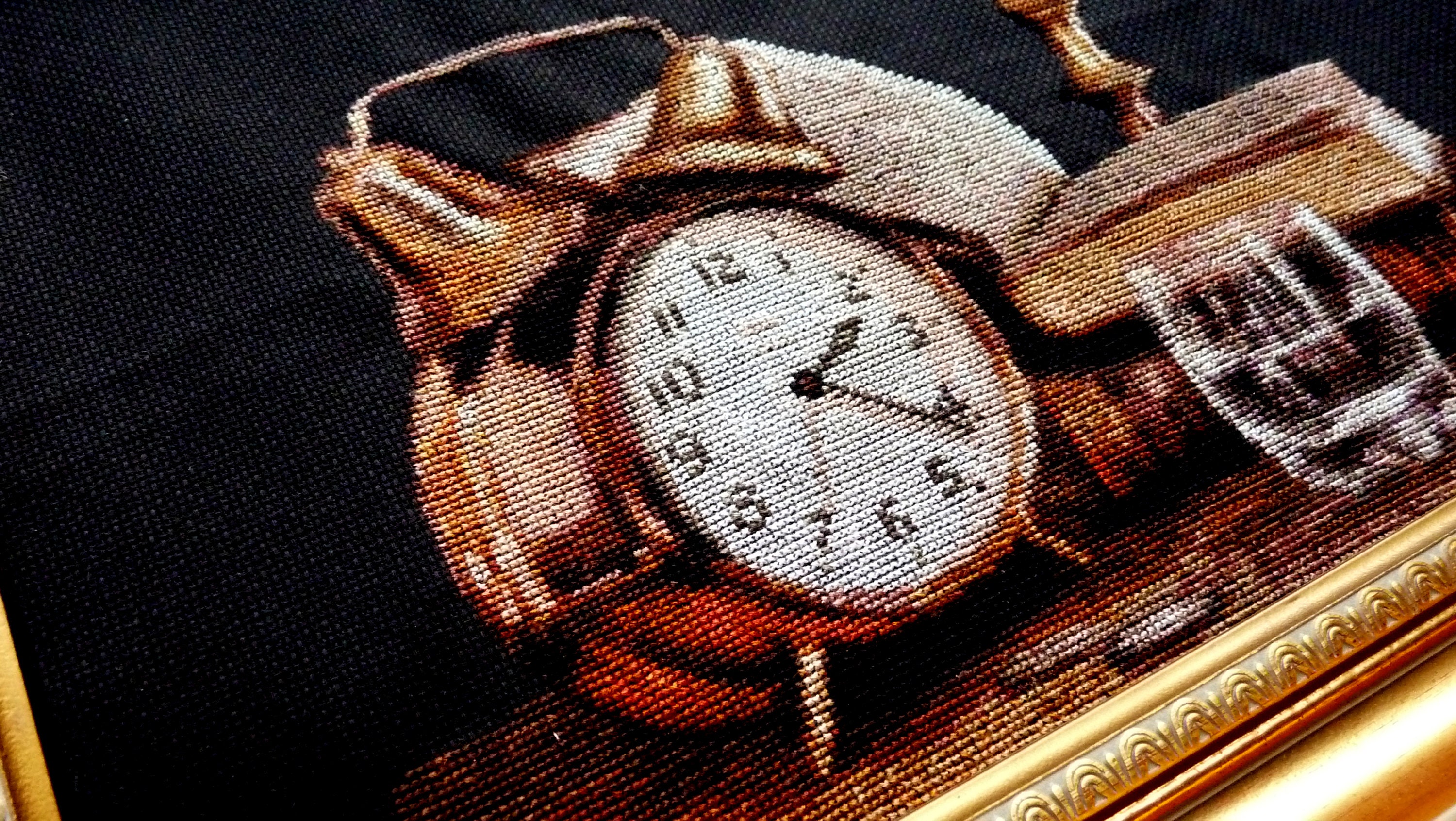 Finished Complete Cross Stitch/ Candle Clock Glass/ Wall - Etsy