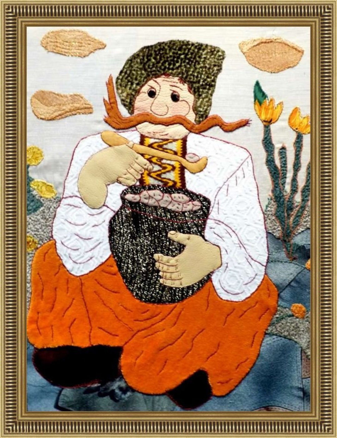 Ukrainian Cowboy Kozak/ Cross Stitch Finished/ Patchwork / Applique ...