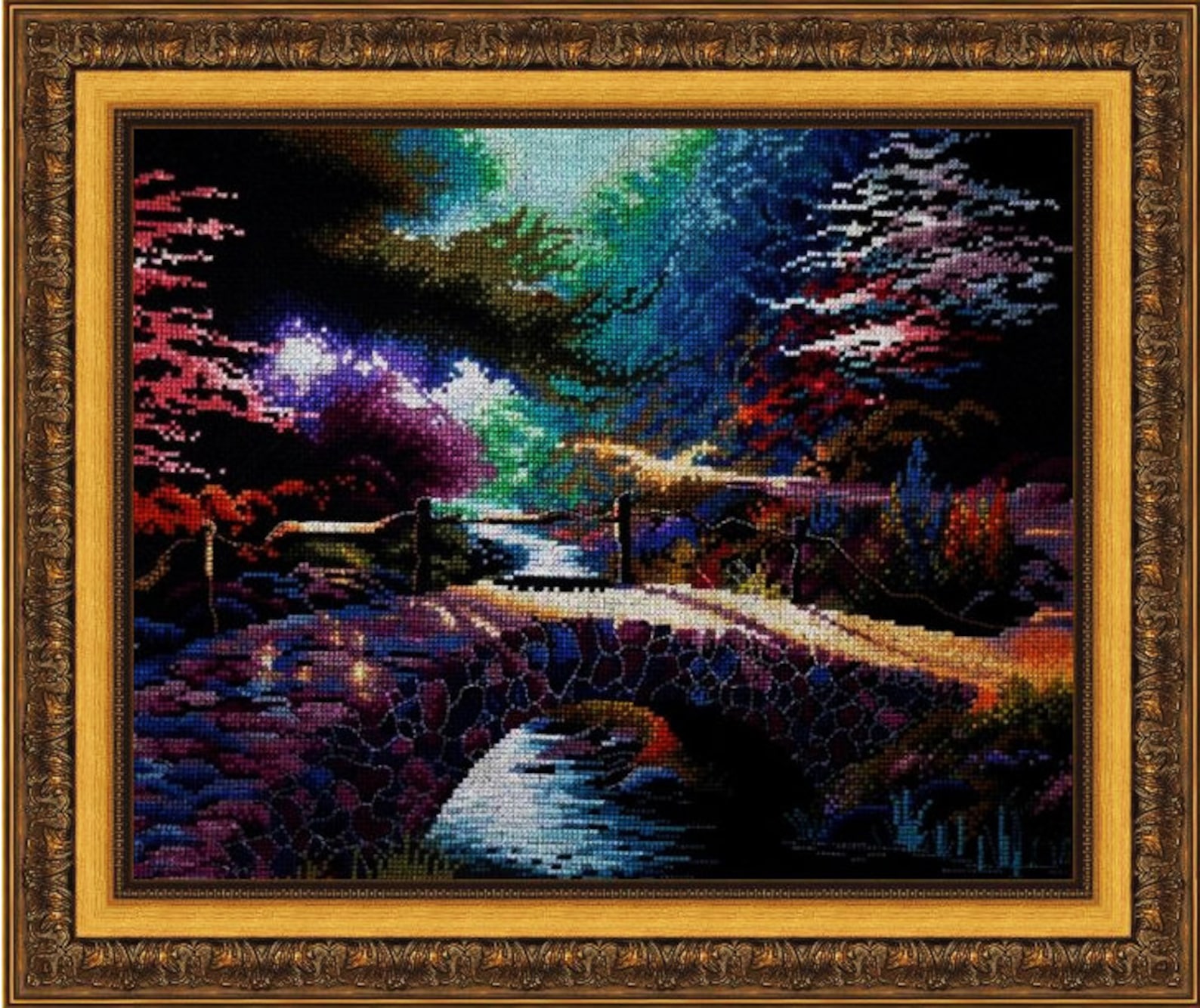 Finished Complete Cross Stitch/ Stone Bridge/ Cross Stitch Finished ...