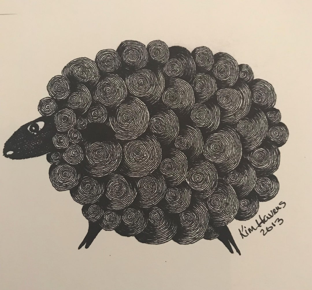 Black Sheep, Pen Ink Drawing, Art Print, 5 X 6 Inch - Etsy