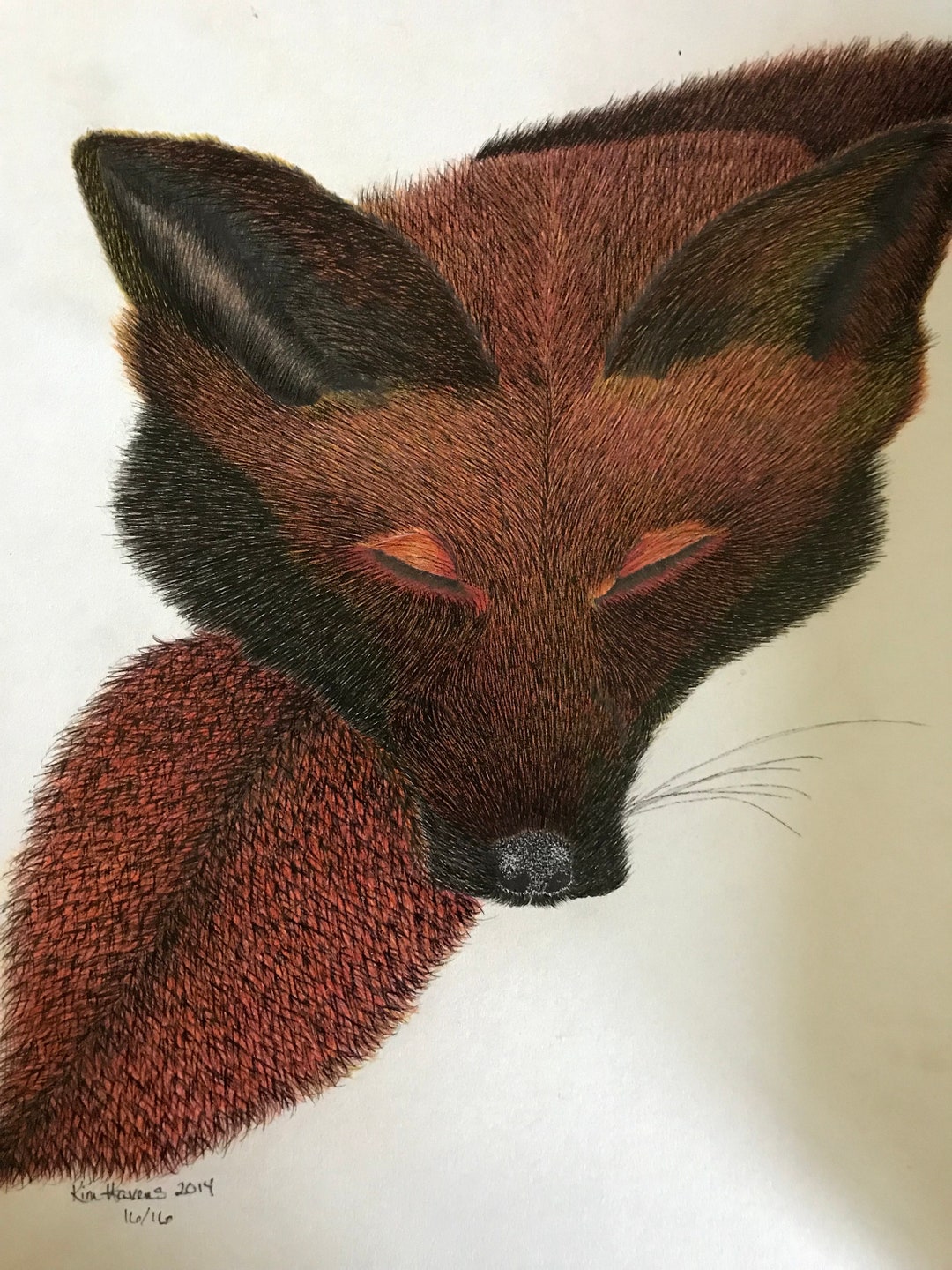 Fox Drawing, Fox Pen Ink Drawing, Original Art. Animal Art, Wild Life ...