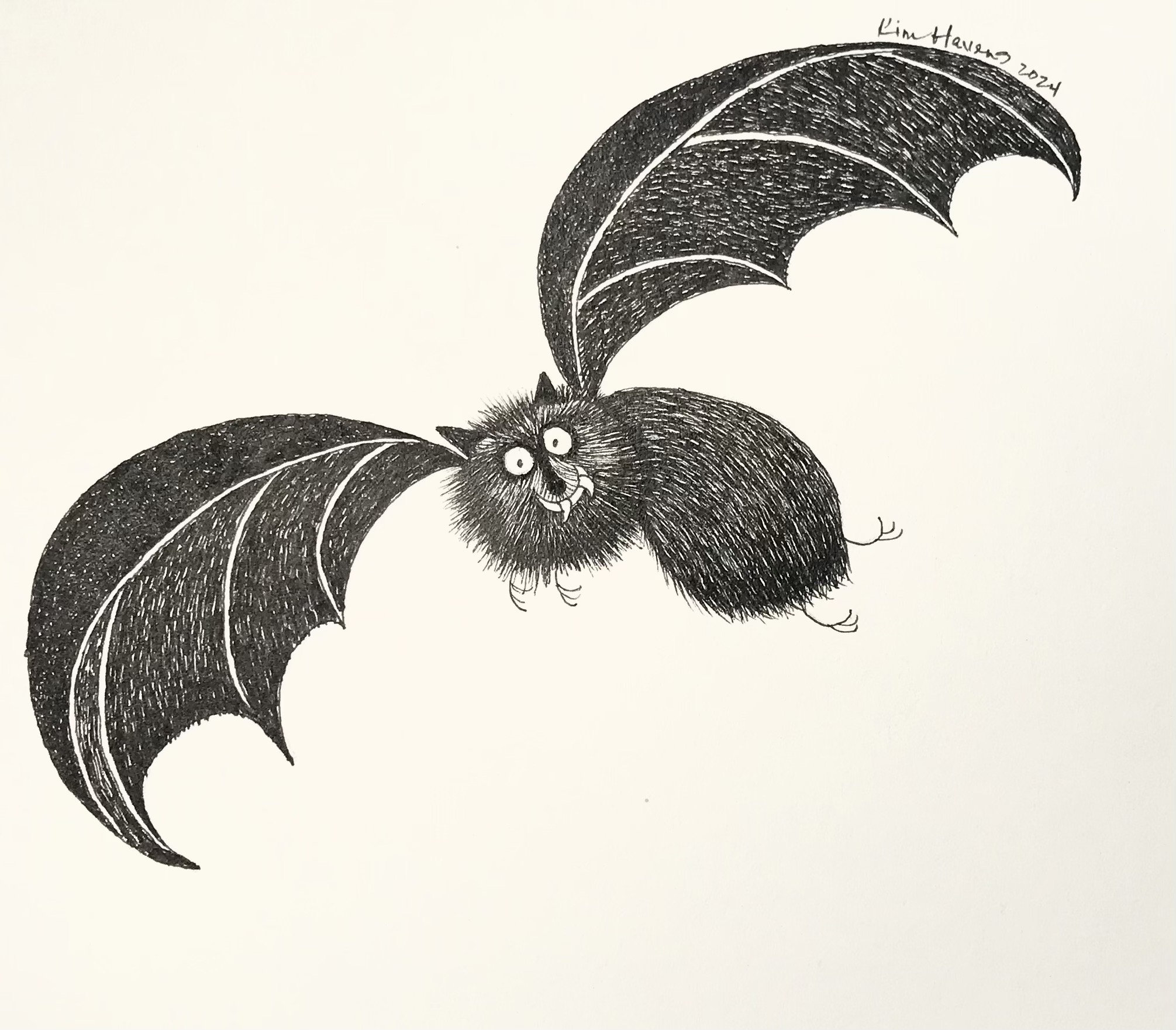 Bat Illustration Pen and Ink Drawing, Original Drawing, Bat Artwork ...