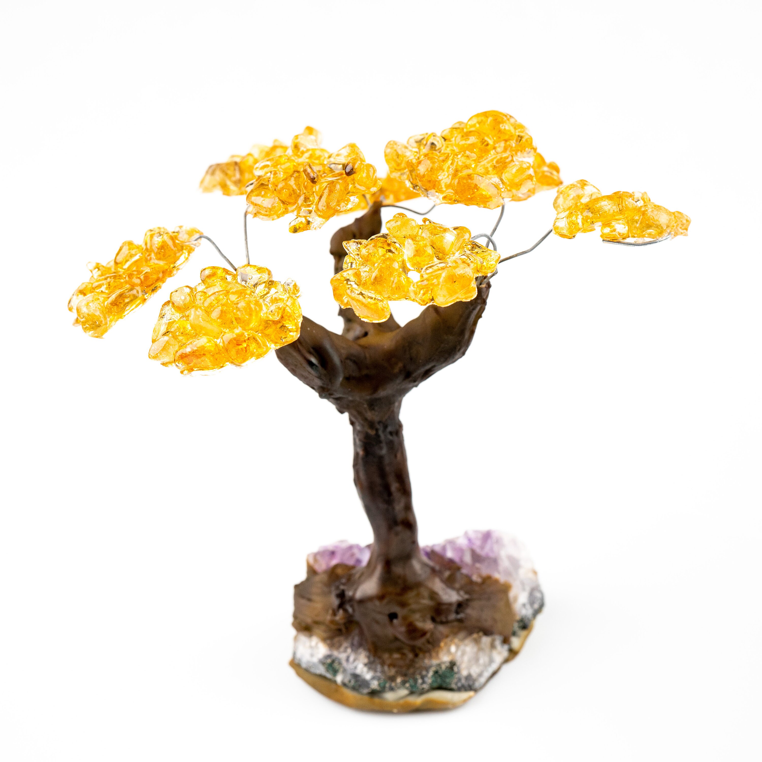 6 Amethyst Citrine Crystal Bonsai Tree Reiki Healing Natural Gemstone ...