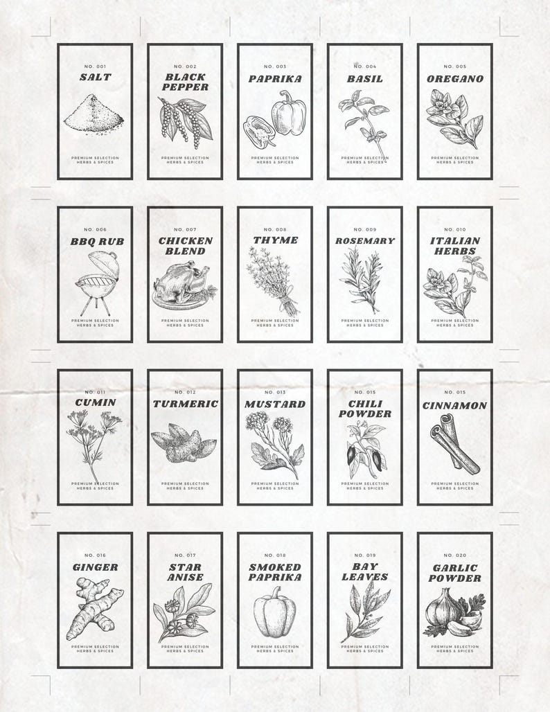 Printable Spice Labels, Spice Jar Labels, Cottagecore Spice Labels ...