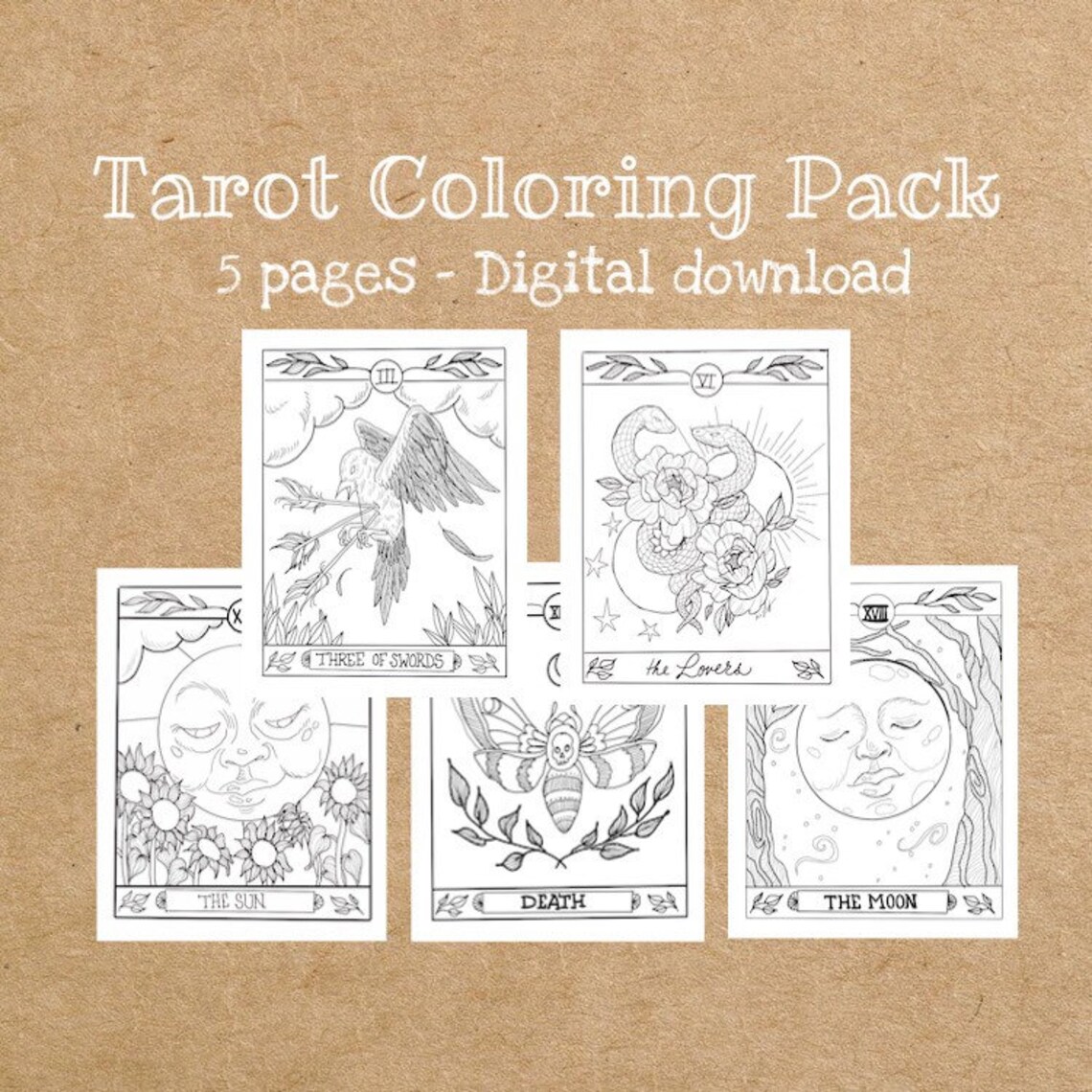 Tarot Coloring Page Digital Download Pack | Etsy
