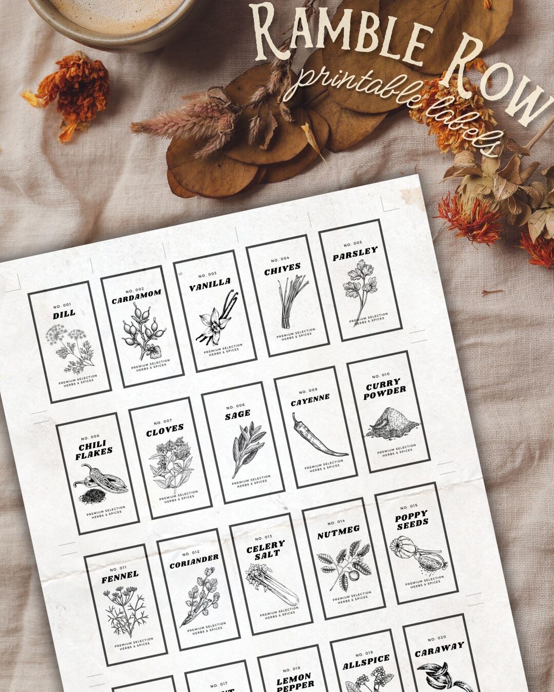 Vintage Cottagecore Spice Jar Labels: Printable DIY Stickers (digital ...
