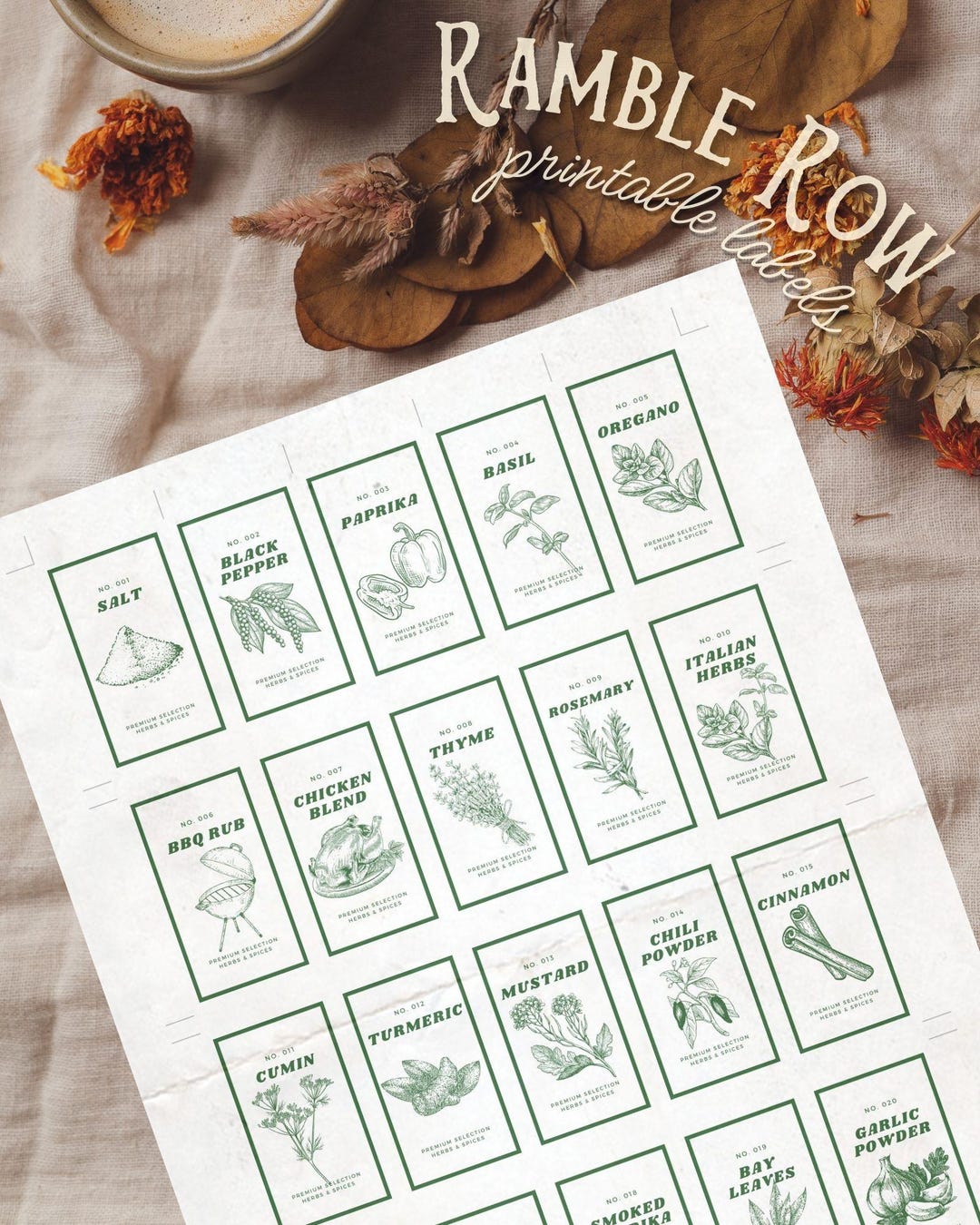Printable Vintage Spice Jar Labels: Cottagecore Pantry (digital ...