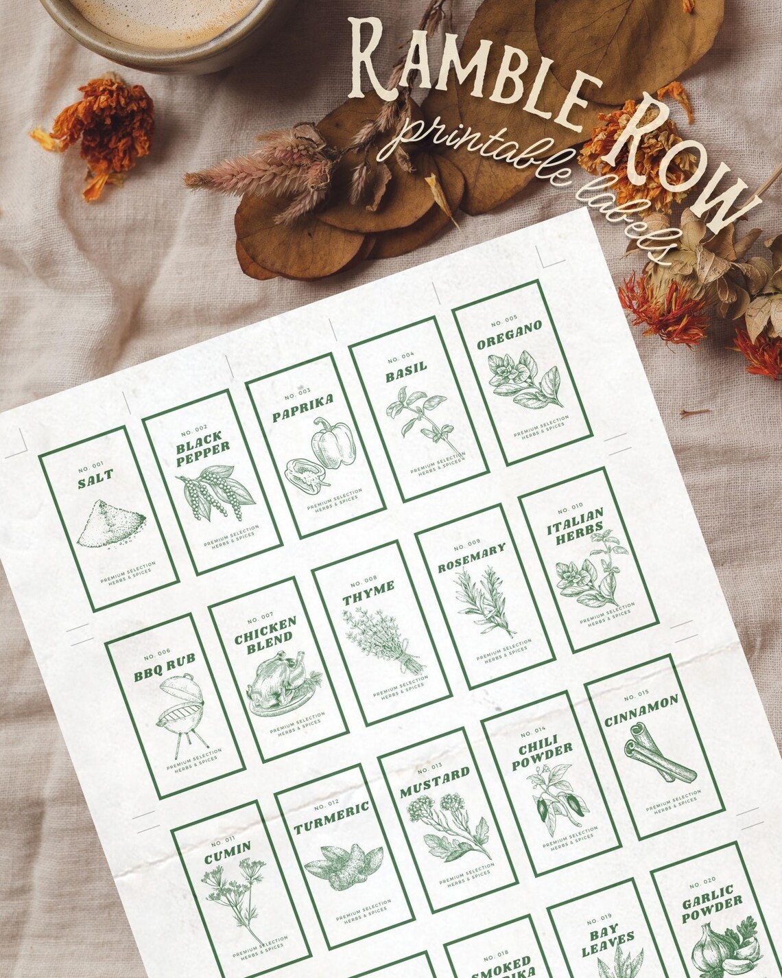 Printable Vintage Spice Jar Labels: Cottagecore Pantry (digital ...
