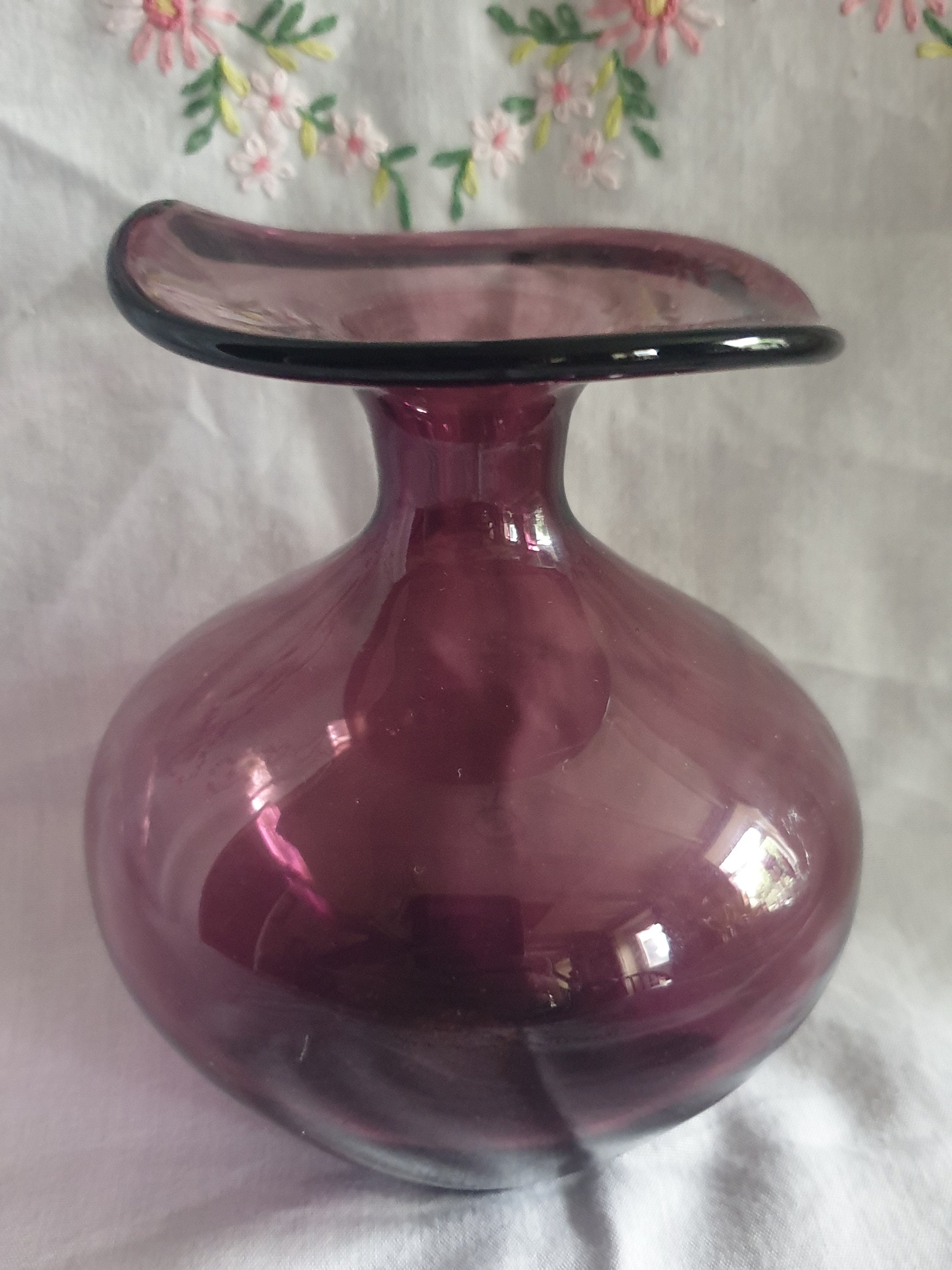 Retro Lila Glas Vase Dekorative Lila Glas Vase Ornament | Etsy