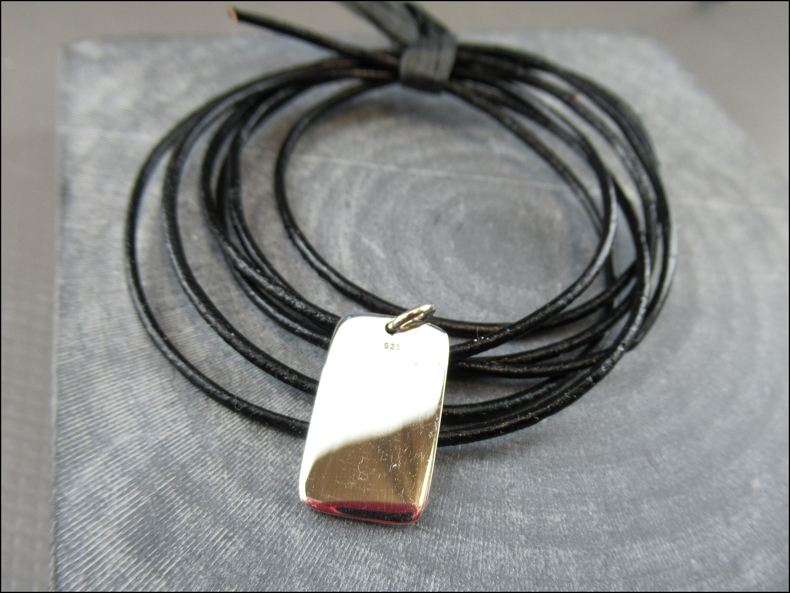 Real Silver Tag as a Pendant, With a Leather Strap or With a Real ...