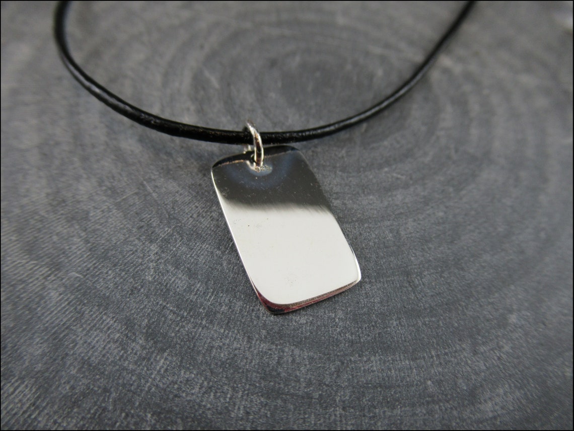 Real Silver Tag as a Pendant With a Leather Strap or With a - Etsy