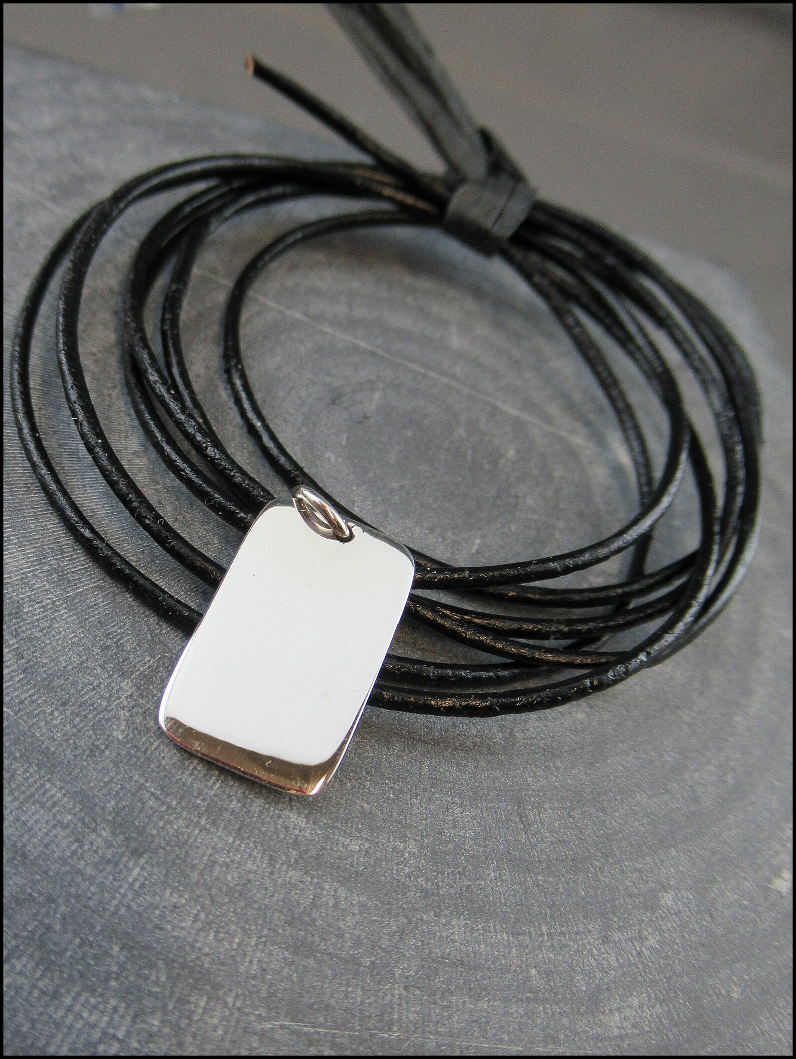 Real Silver Tag as a Pendant With a Leather Strap or With a - Etsy
