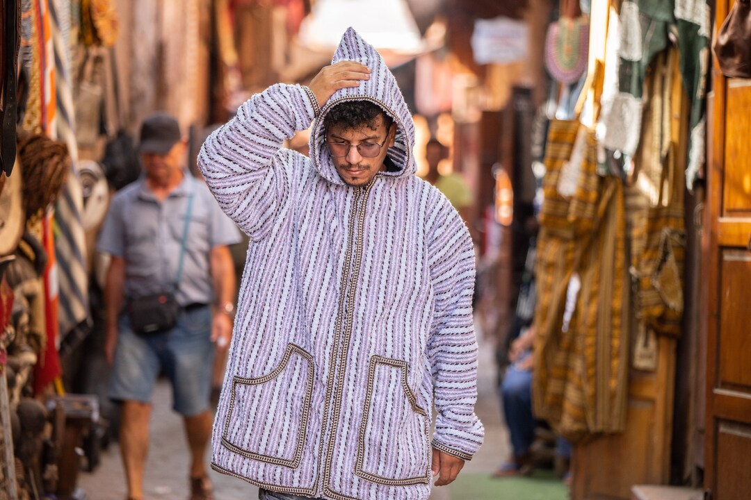 Moroccan Striped coat Cardigan, Sweater Coat, Hoodie coat from fleece ...