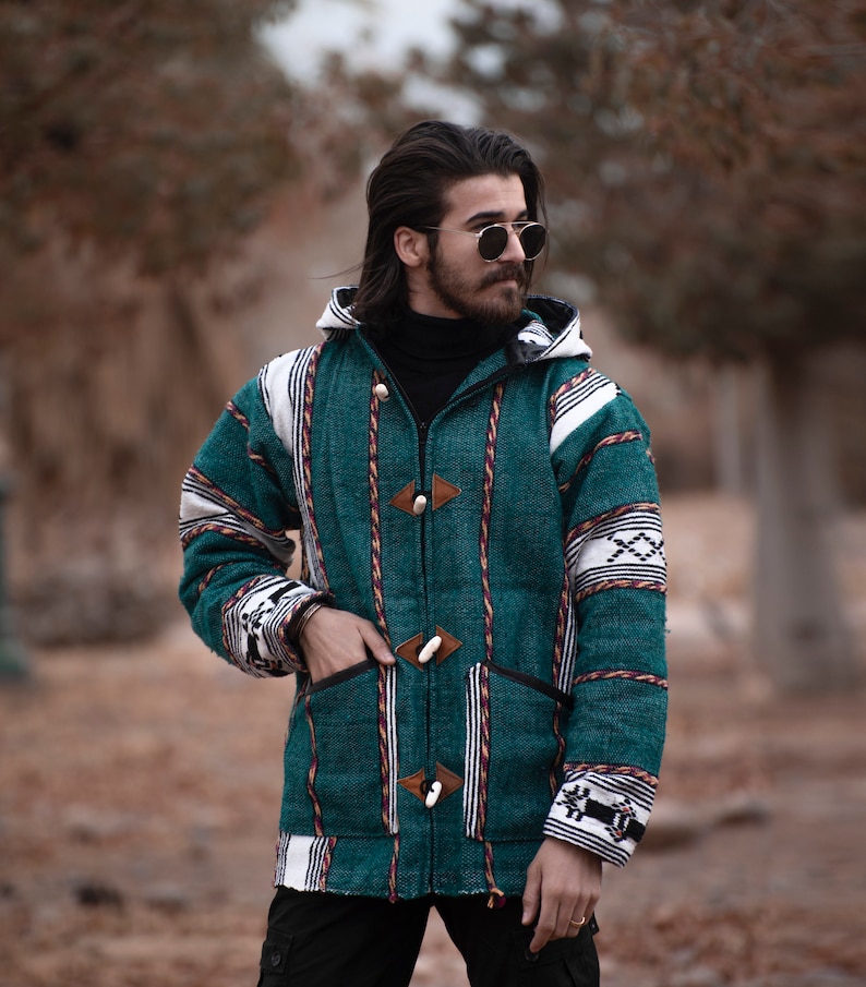 Moroccan Striped Coat Cardigan, Sweater Coat, Hoodie Coat From Fleece ...