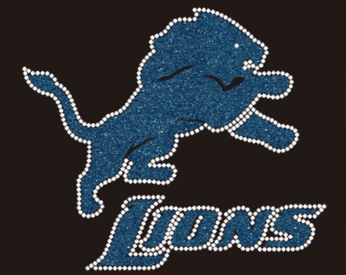 BLOWOUT SALE NFL Detroit Lions Glitter & Rhinestone Iron-on Transfer - Etsy