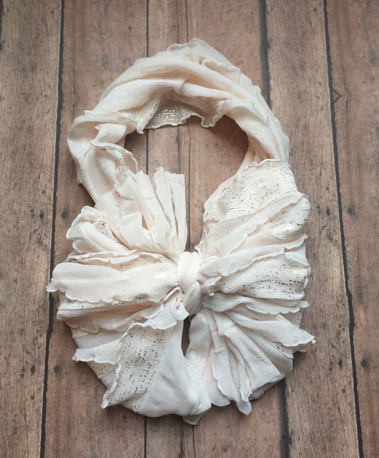 Blush With Gold Flecks Ruffle Messy Bow, Messy Headband, Messy Bow Head ...