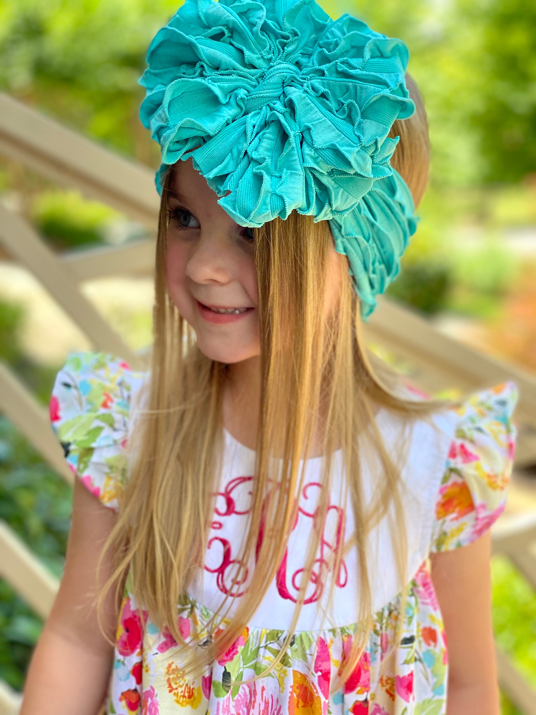 Aqua Sky ruffle messy bow ruffle head wrap messy head wrap | Etsy