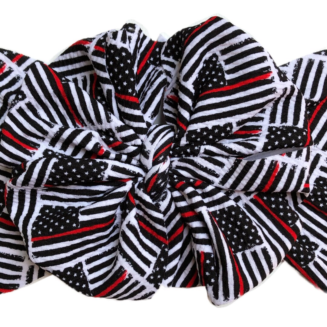 Thin Red Line Messy Bow Head Wrap, Messy Bow Headband, Messy Bow, Mini ...