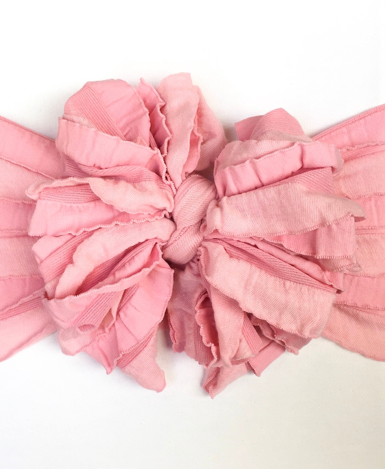 Two-toned Pink Ruffle Messy Bow Baby Headband Ruffle Bow | Etsy