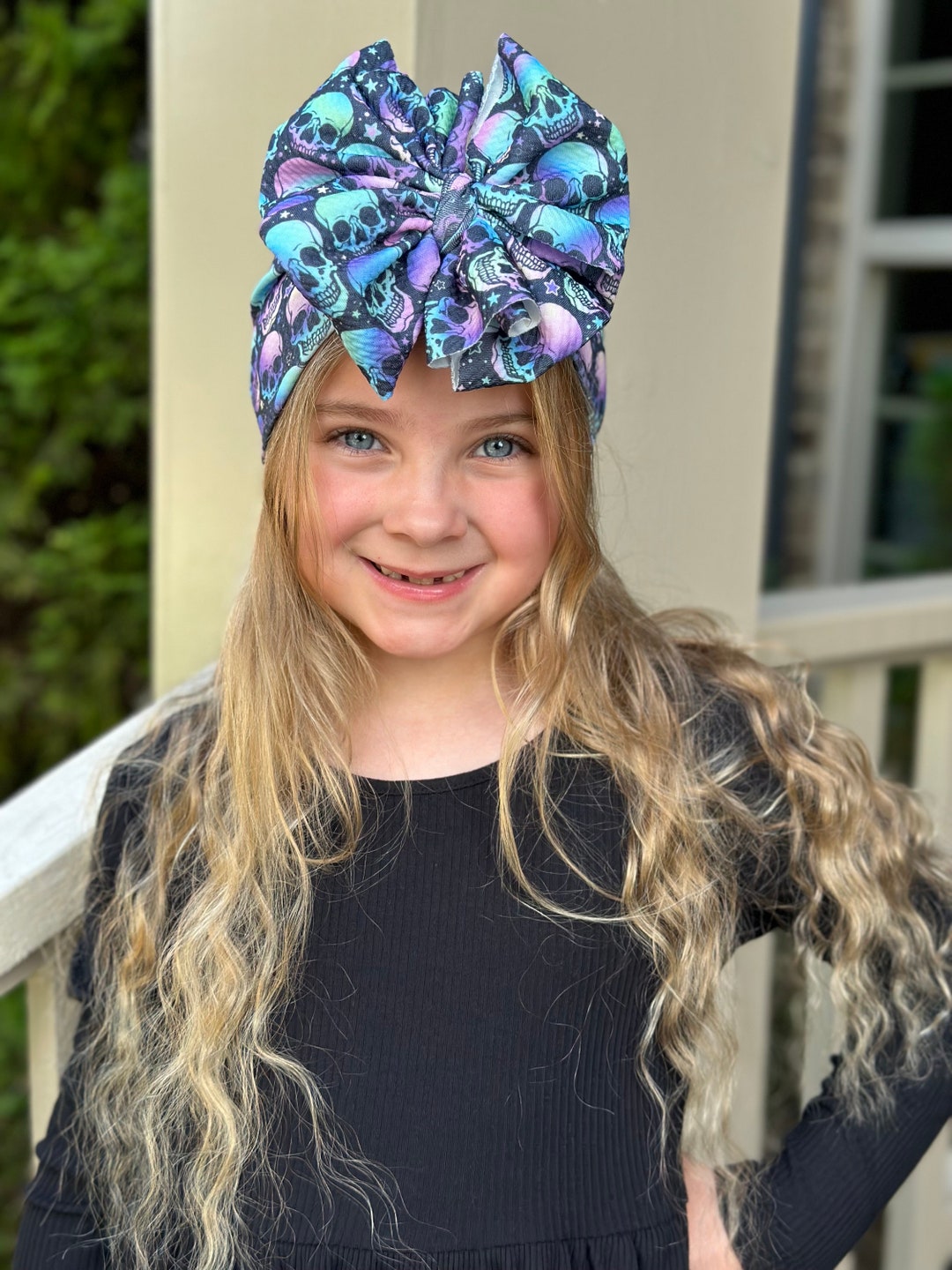 Skulls Messy Bow Head Wrap, Messy Bow Headband, Messy Bow, Mini Messy ...