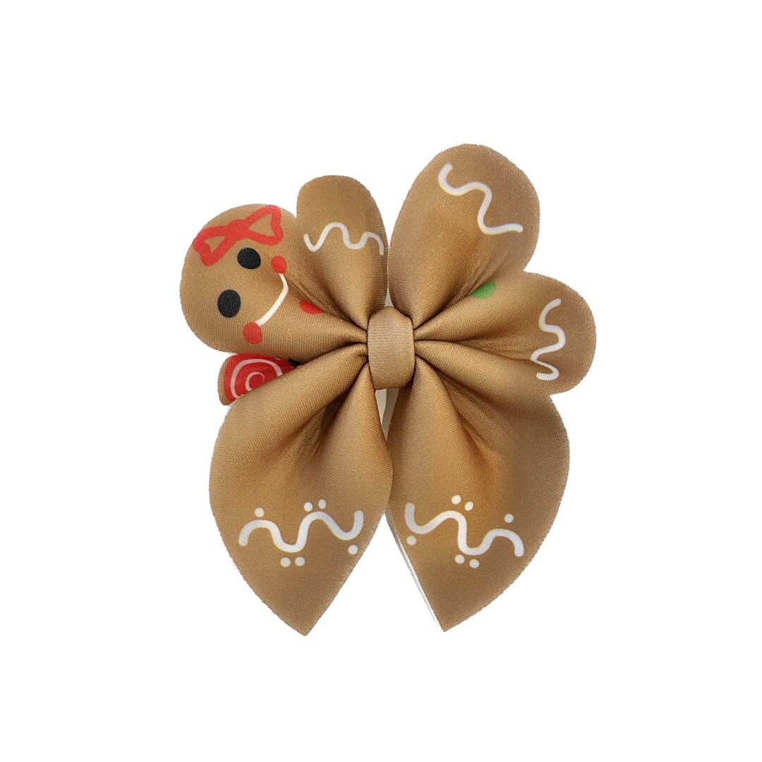 Gingerbread Hair Bow, Christmas Clip, Christmas Bow, Gingerbread Bow ...