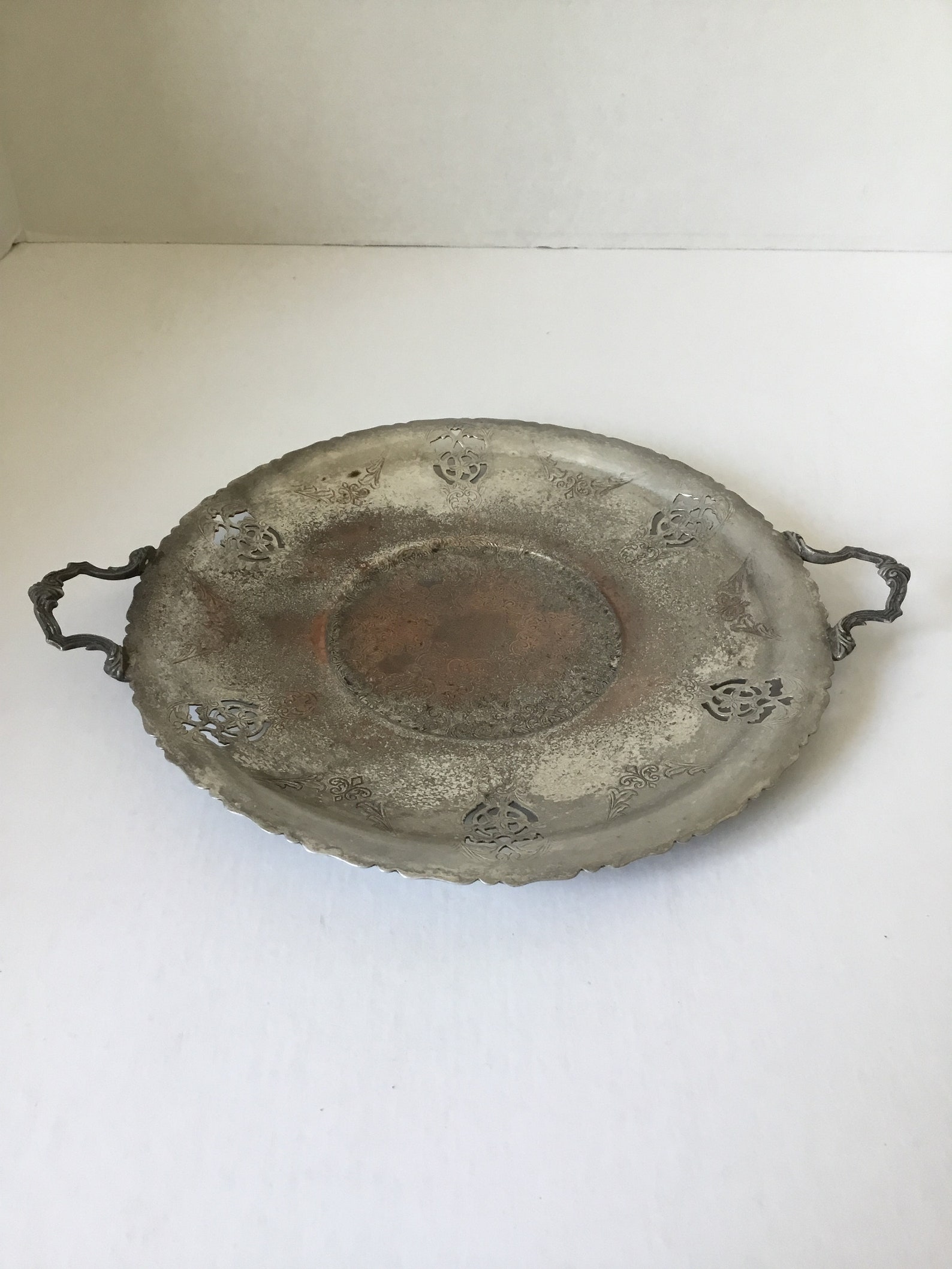 12” Essay Canada, E.P. Copper Tray, Silver-plated Serving Tray With ...