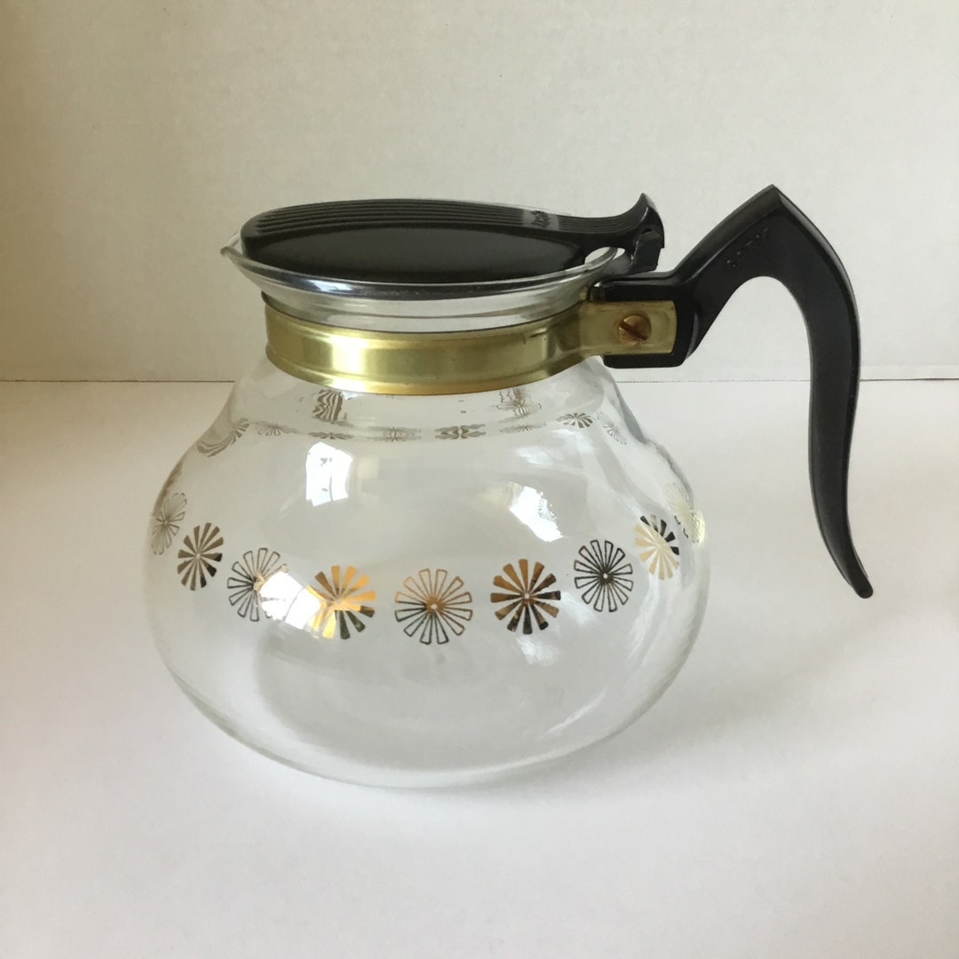 1950's Cory Glass Coffee Brewer Coffee Pot, Gold Starburst Design ...
