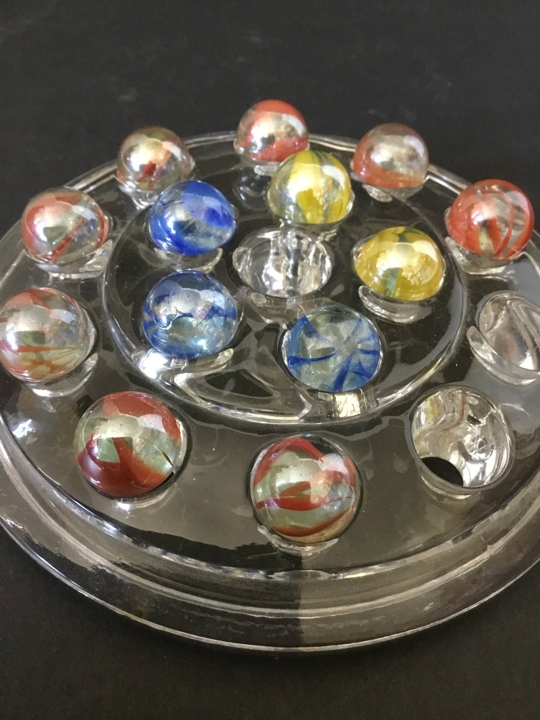 Vintage Caged Cat's Eye Toy Marbles, Lot of 13, 5/8" One Color Caged ...