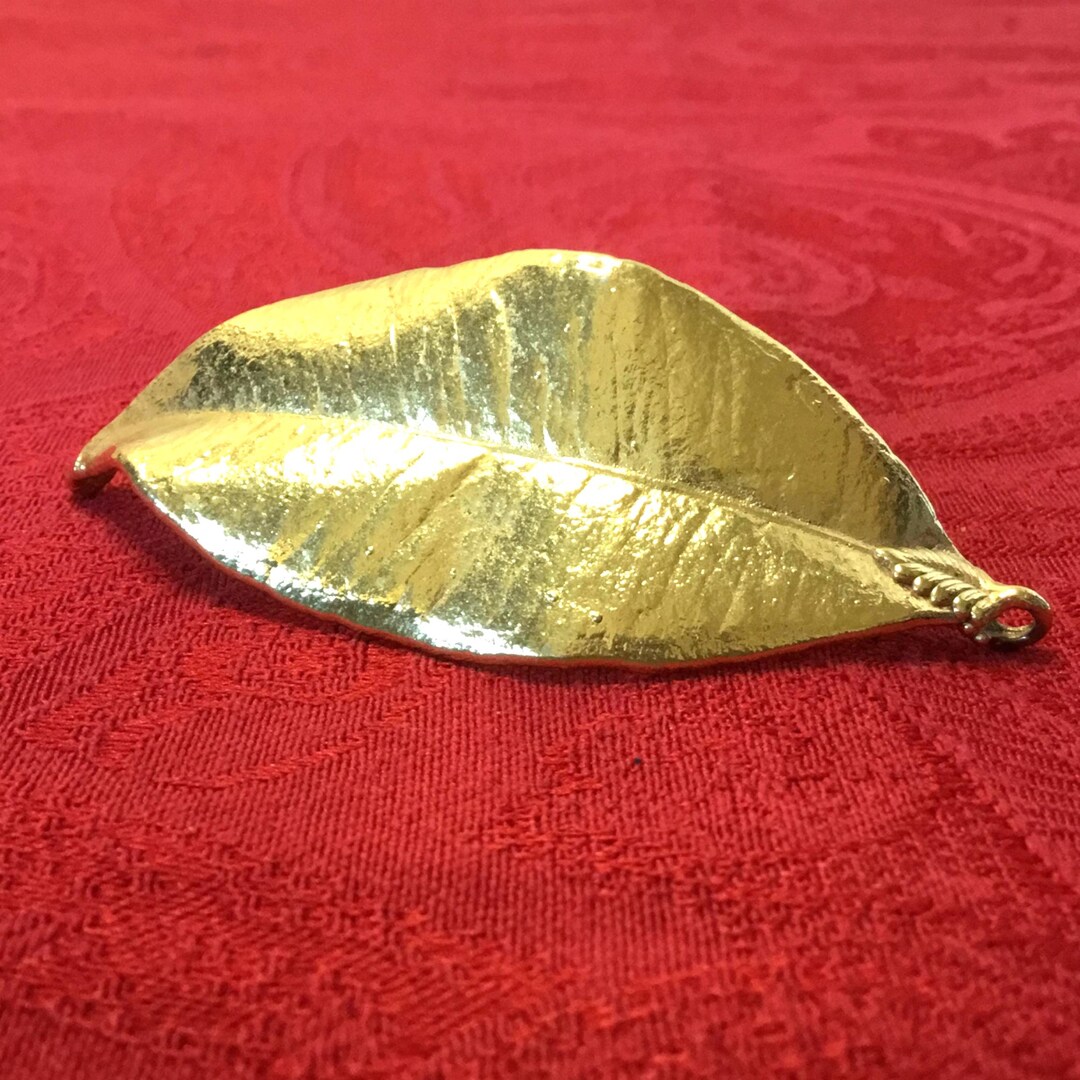 Genuine 3" Maile Leaf 24K, Large Pendant Dipped in Gold, Sacred ...