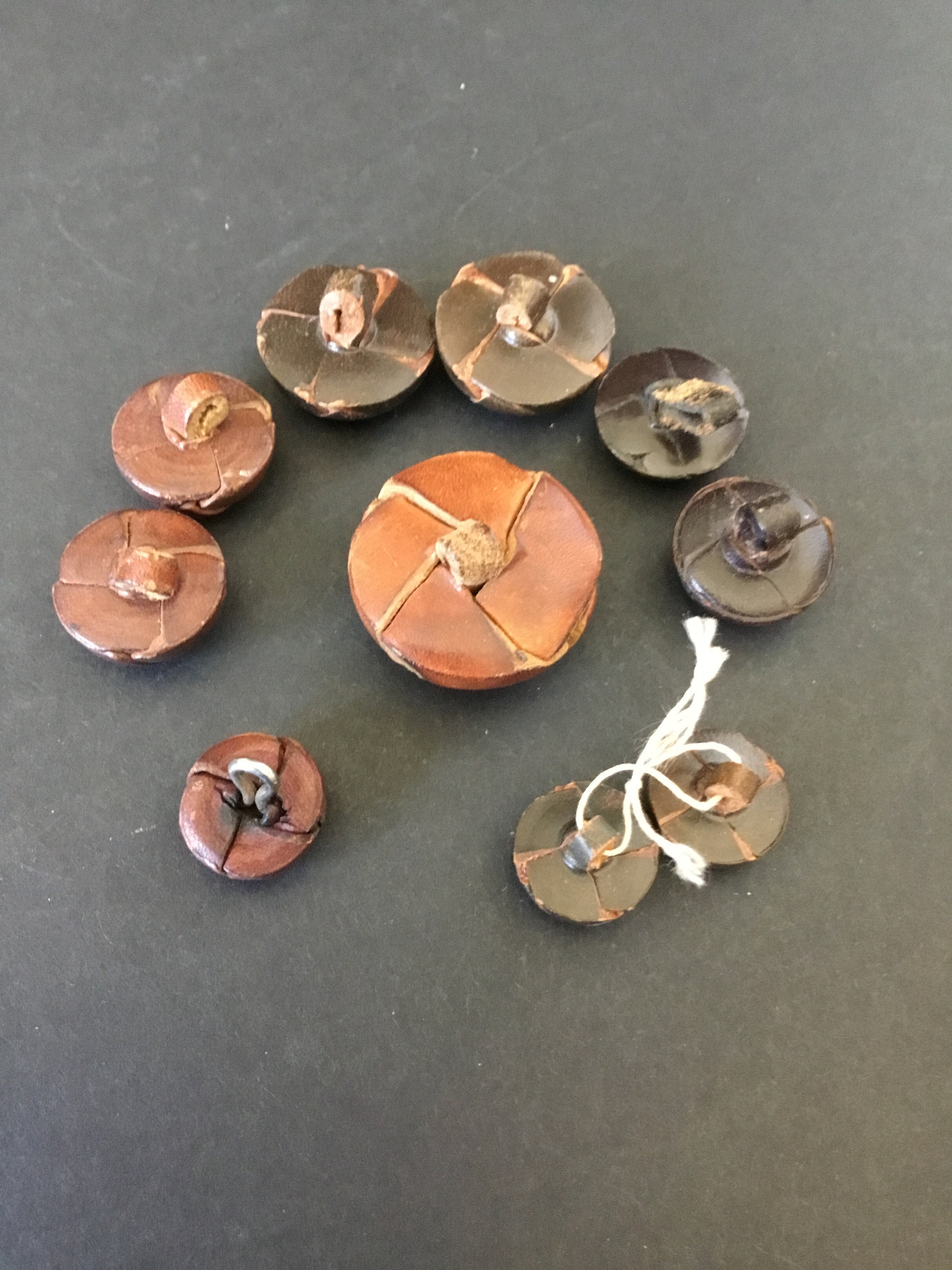 Vintage Leather Buttons With Leather Shanks Woven Leather - Etsy