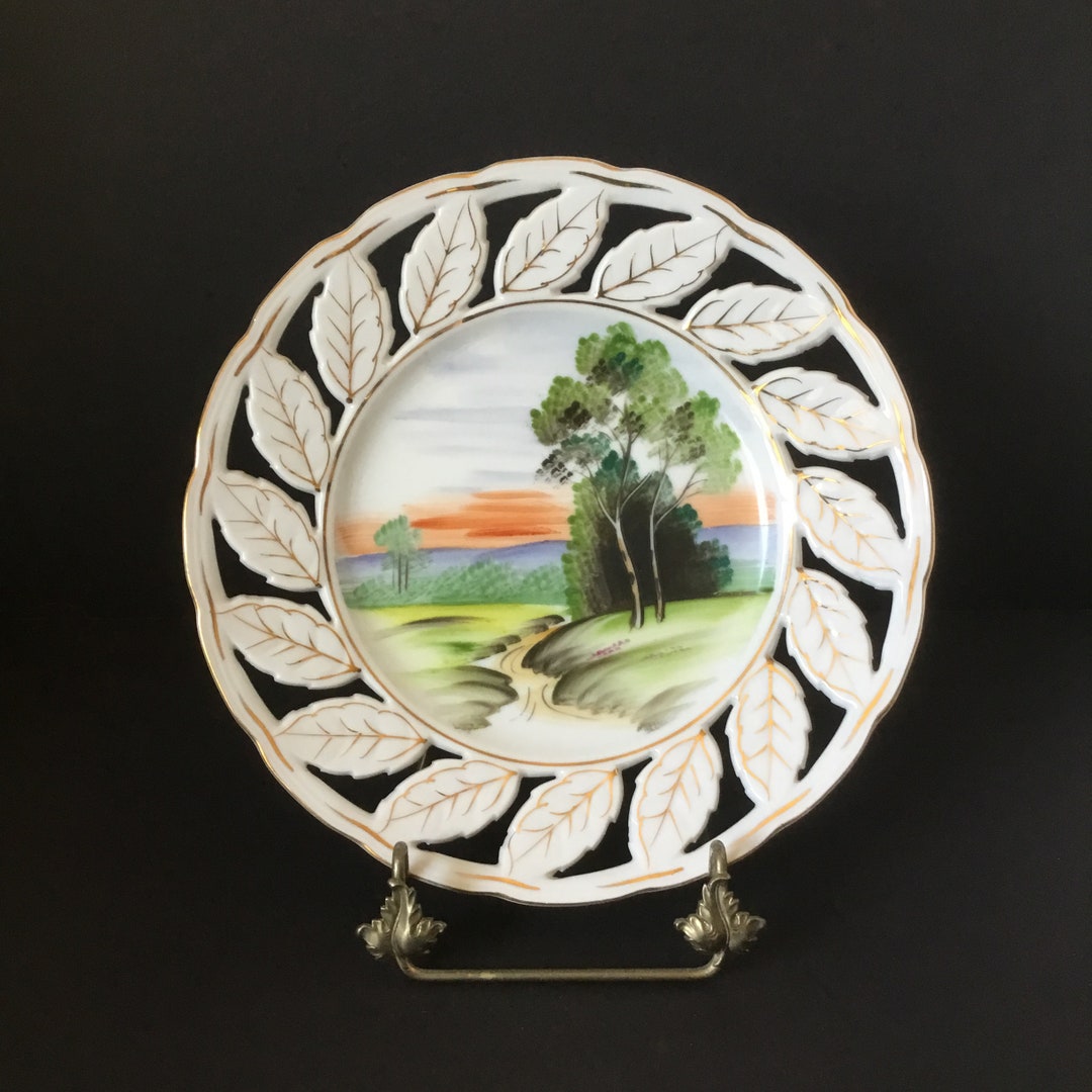 UCAGCO 1950's China, Hand Painted Decorative 8 Plate Japan, Reticulated ...