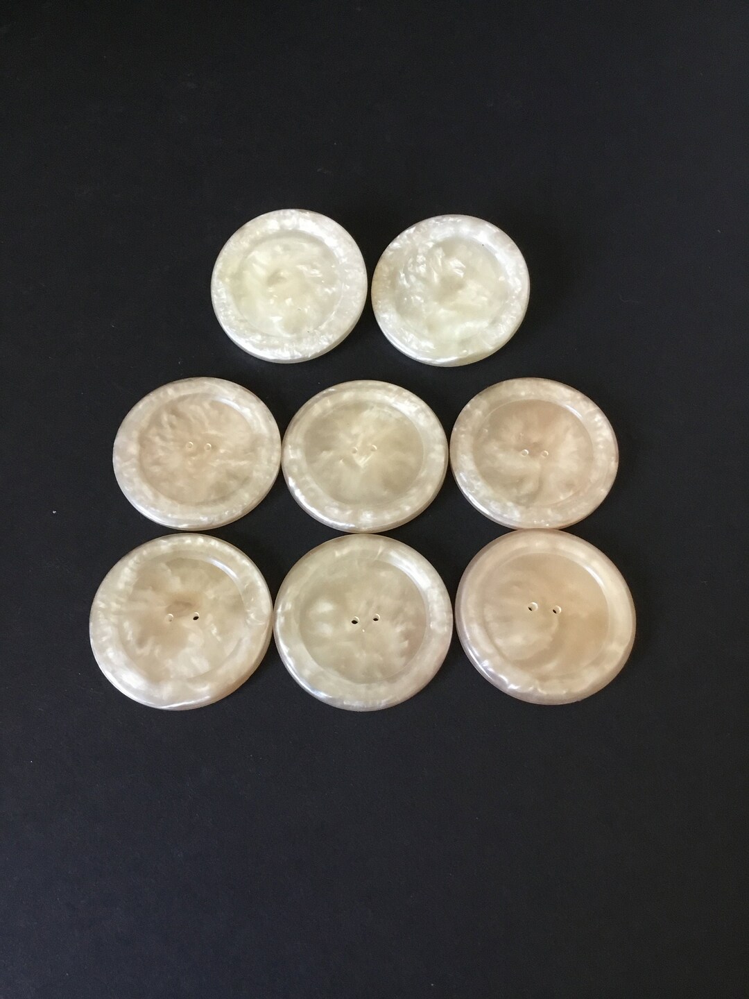 Vintage Lucite Large Buttons, Pearlescent Coat Buttons, Lot of 8 Total ...
