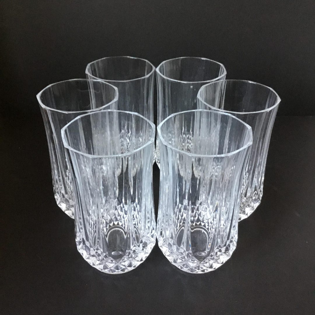 Set of 6, 10 Oz Tumblers, Cristal D'arques Durand, Longchamp Pattern ...