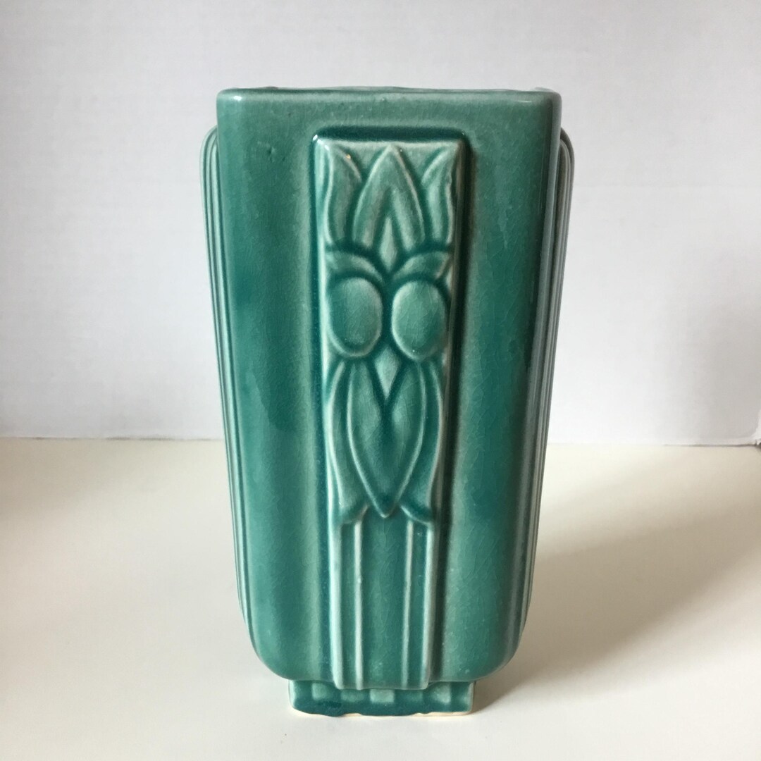 1940's Mccoy 9 Owl Vase, Mccoy USA Circle Mark, Dark Forrest Green ...