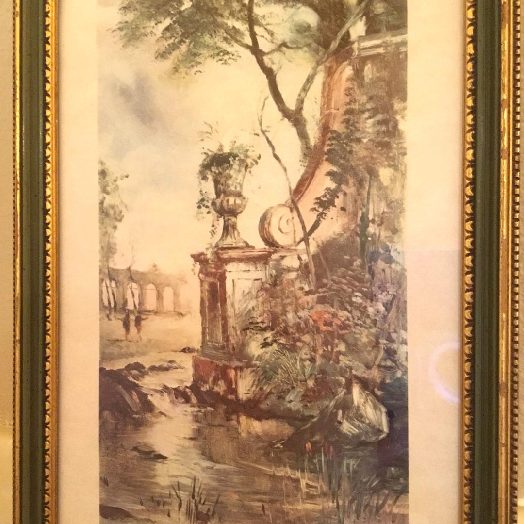 Vintage Roman Ruins Print: G. C. Chiabert, Fleck Brothers Frame (12" X ...