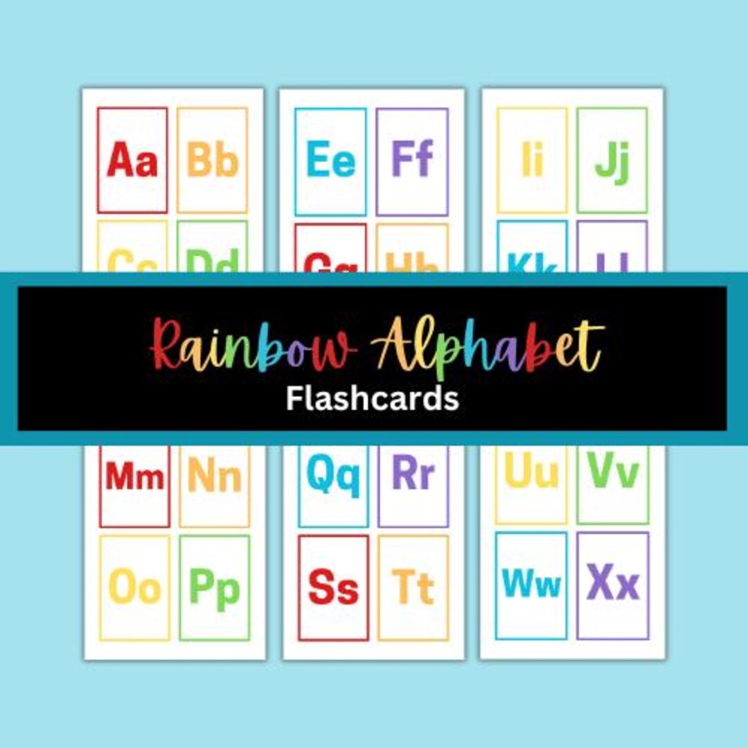 Rainbow Alphabet Flashcards - Etsy