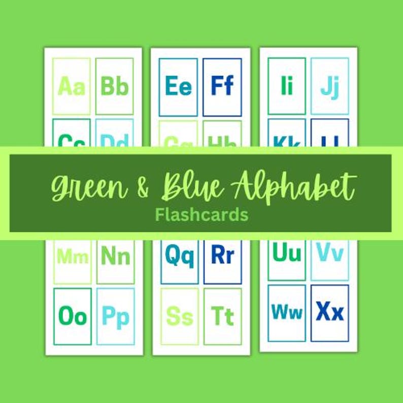 Green and Blue Flashcards - Etsy