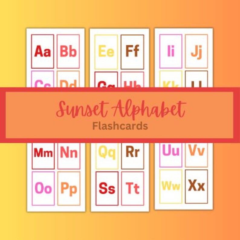 Sunset Alphabet Flashcards - Etsy