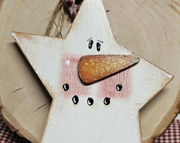 Snowman Star Ornament*christmas*winter*handpainted - Etsy