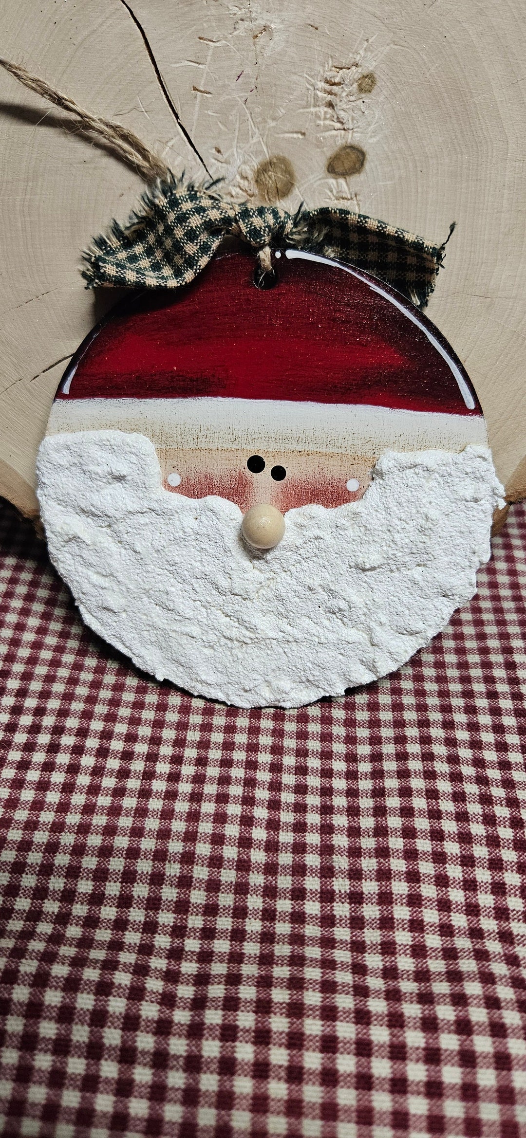 Santa Face Ornaments*wood*handpainted*decoration*country-primitive - Etsy