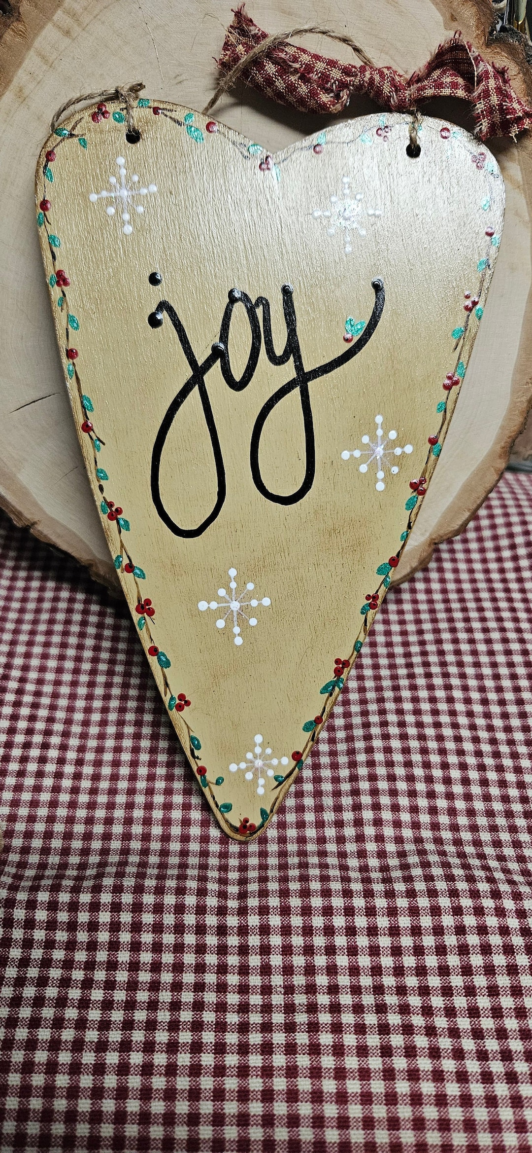 Heart Ornament*wood*joy*handpainted*decoration - Etsy