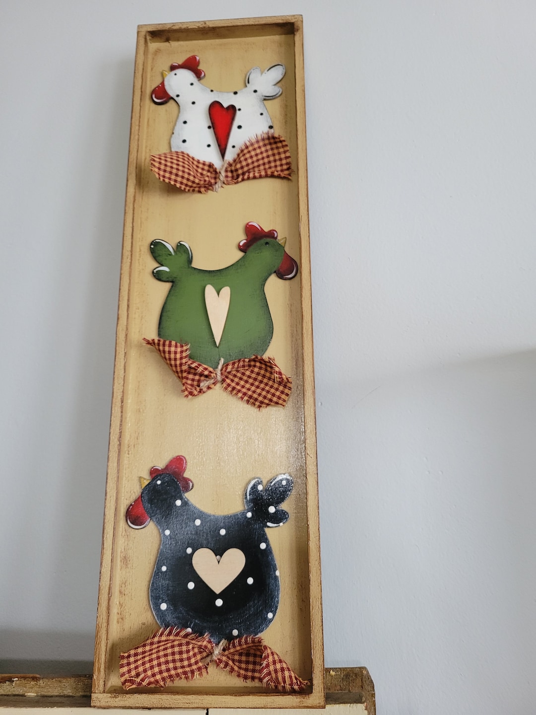 Chickens*country-primitive*decoration*handpainted*wood - Etsy
