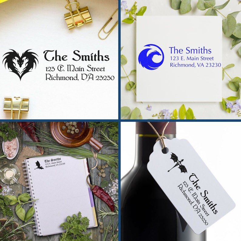 Personalized Address Stamp Self-inking, Dragon Stamps, Mythical ...