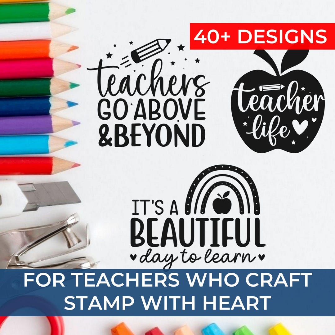 Teacher Appreciation Scrapbooking Premium Quality Stamps – Apple, Book ...