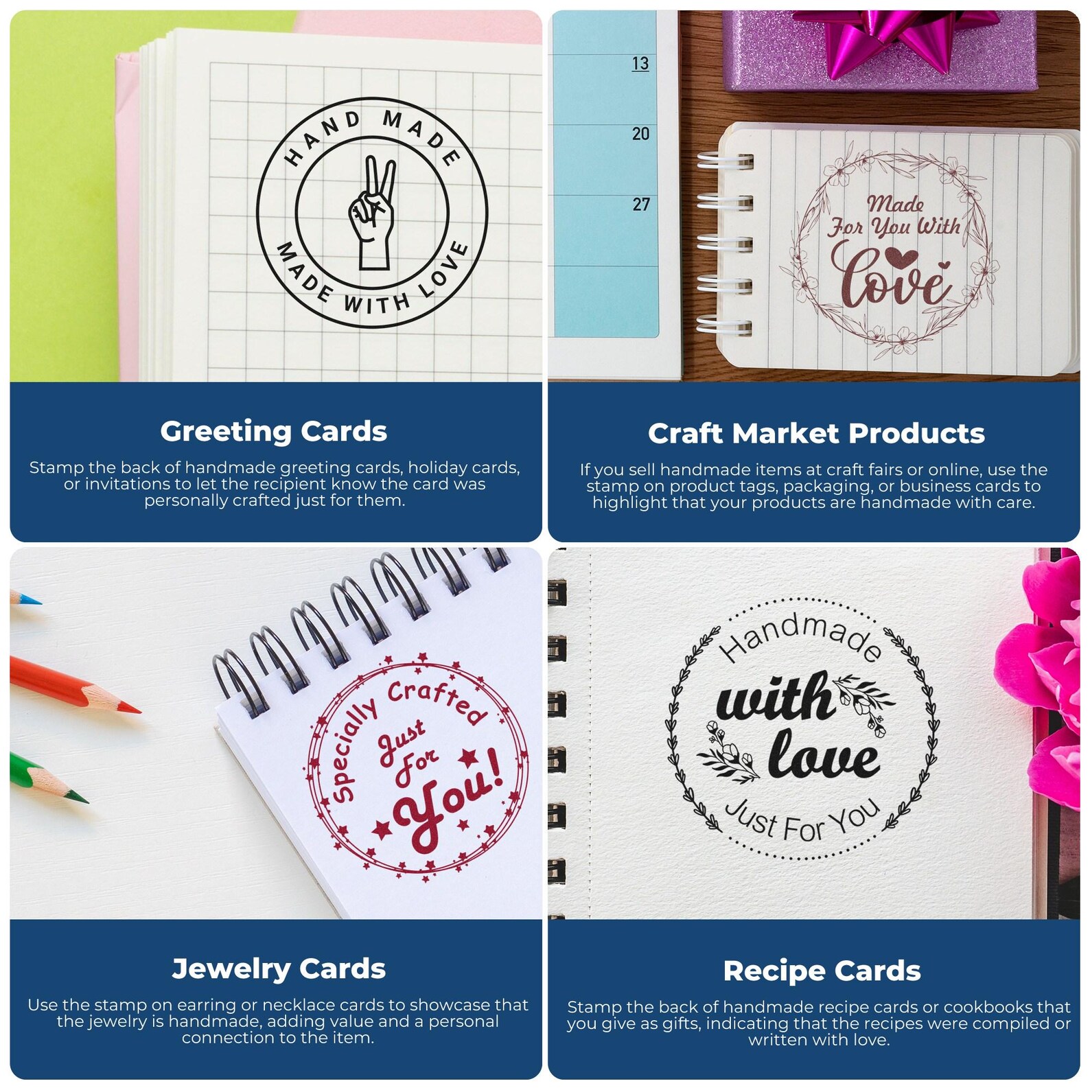 Handmade With Love Stamp, Business Stamp, Handwritten Stamp, Stamp Made ...